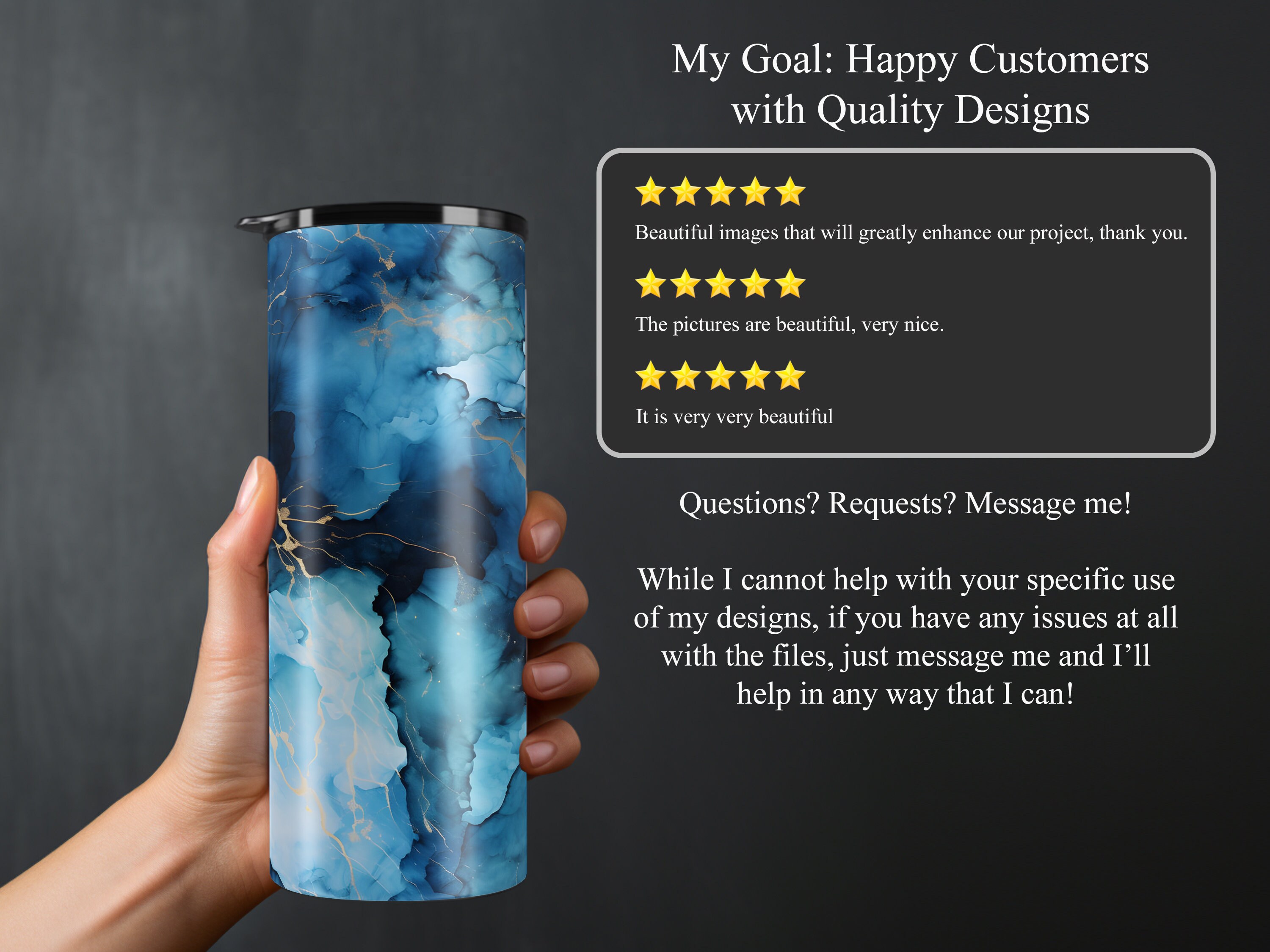 Alcohol Ink Tumbler Sublimation Wrap PNG, Blue and Black Clouds for ...