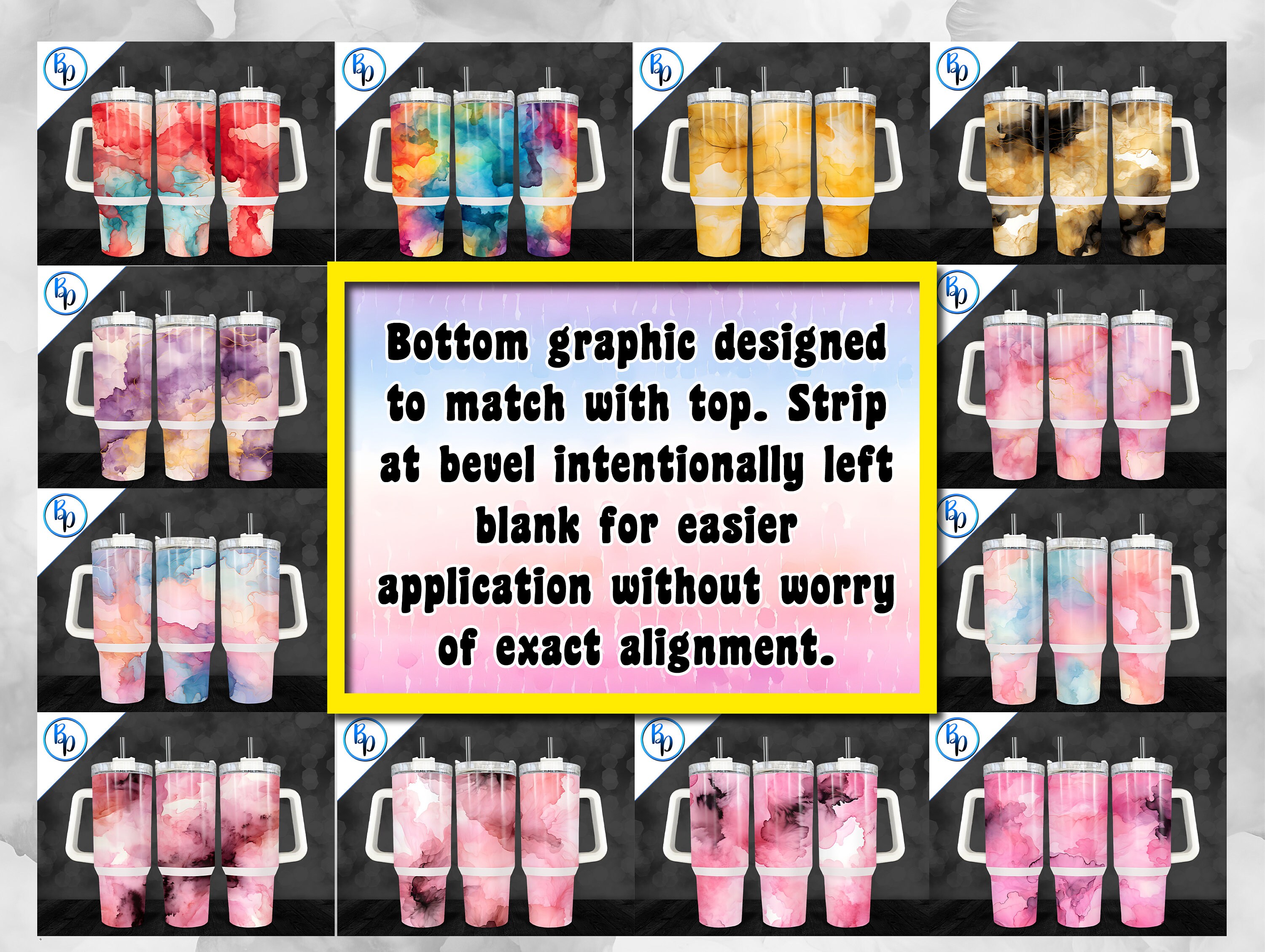 40oz Alcohol Ink Tumbler Wrap PNG Sublimation Bundle, Sublime Designs ...