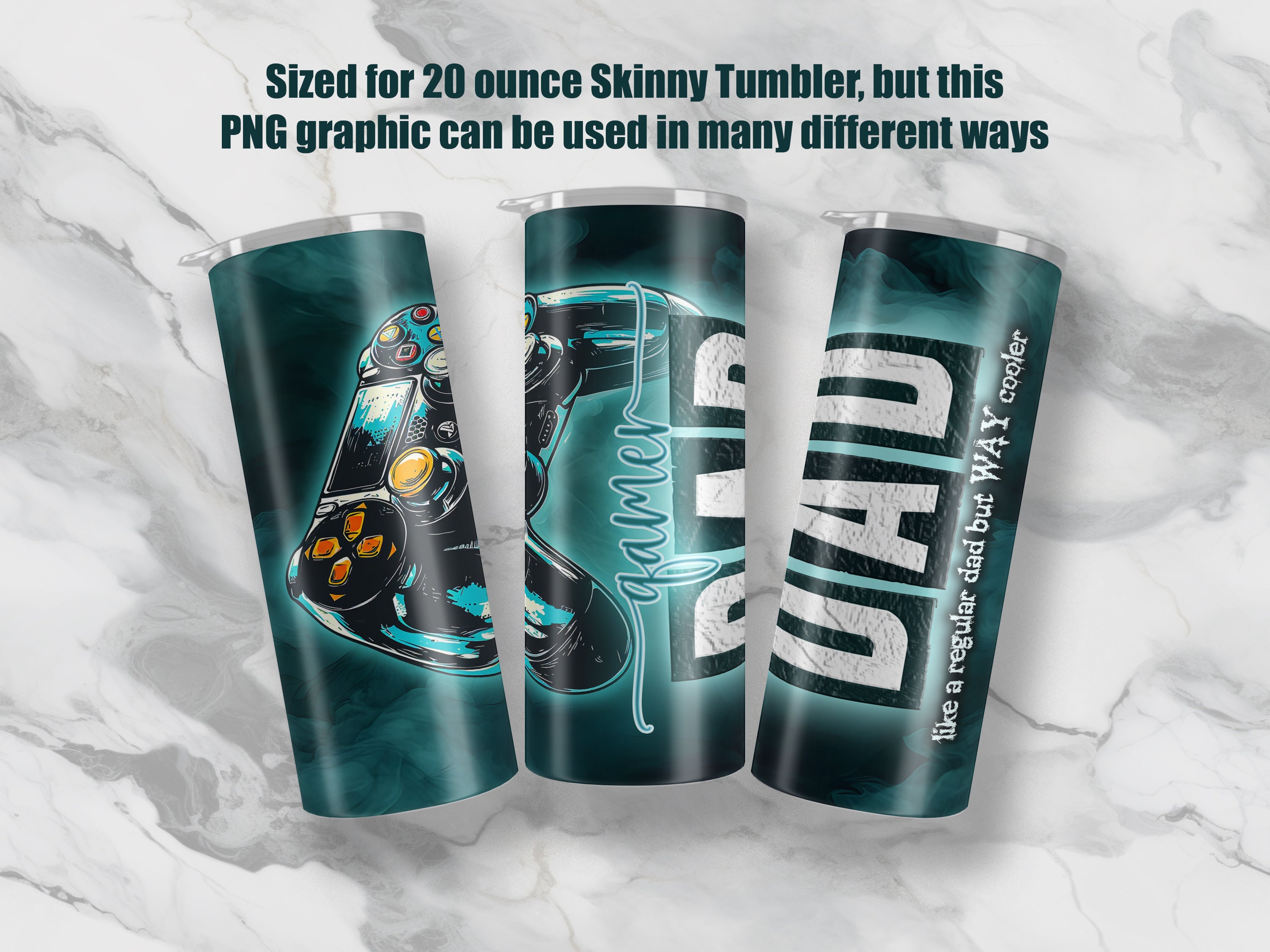 20oz Gamer Dad Tumbler Wrap, Seamless Father Game Controller Digital ...