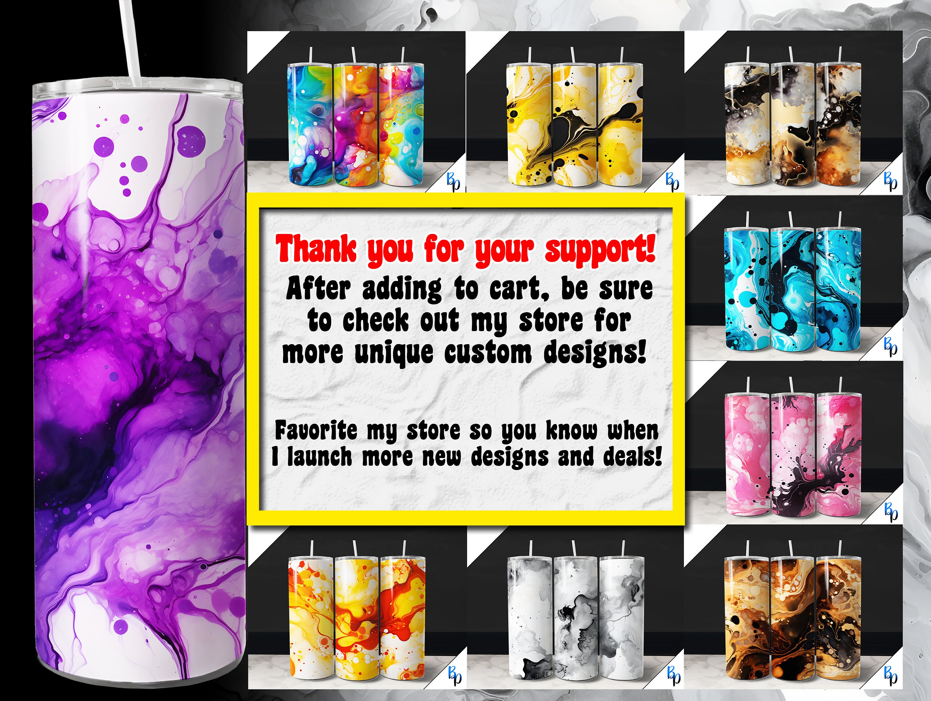 100 Alcohol Ink Tumbler Wrap PNG Sublimation Bundle, 20oz Ounce ...
