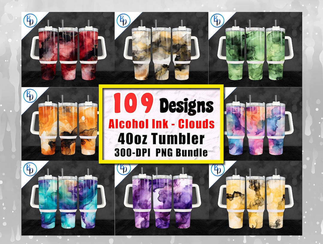 40oz Alcohol Ink Tumbler Wrap PNG Sublimation Bundle, Sublime Designs ...