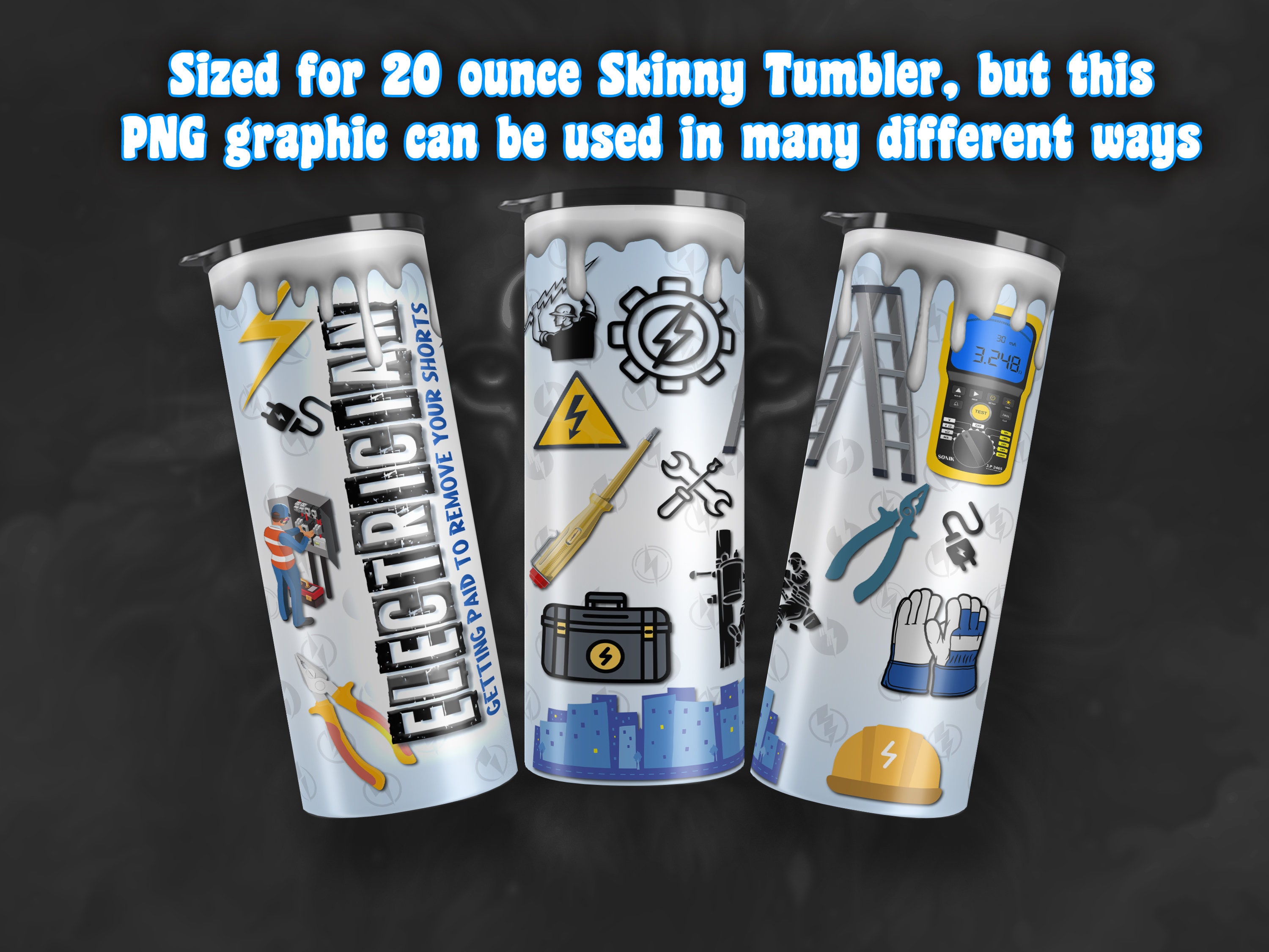 Funny Electrician 20oz Tumbler Wrap, Electrical PNG File for ...