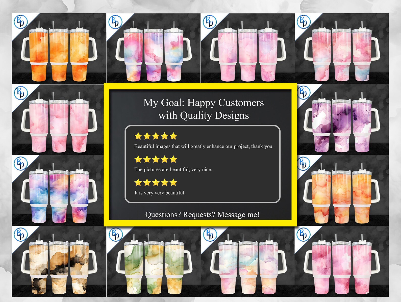 40oz Alcohol Ink Tumbler Wrap PNG Sublimation Bundle, Sublime Designs ...