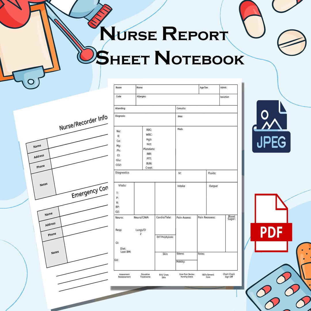 Nurse Report Sheet Template Printable Nursing Shift Tracker - Etsy Hong ...