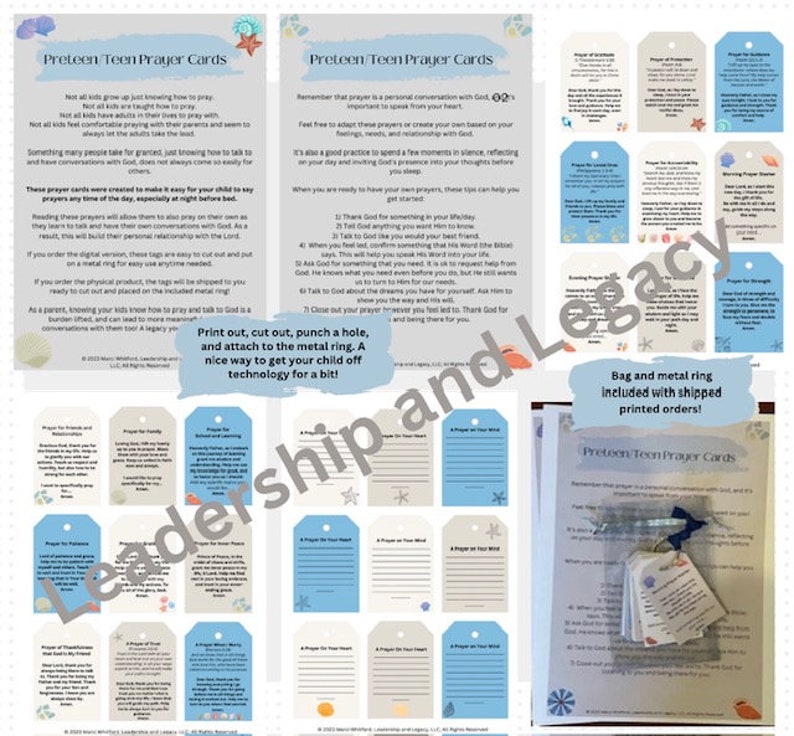 Teen/preteen Prayer Tags Rose or Blue Shipped With Ring and Bag - Etsy