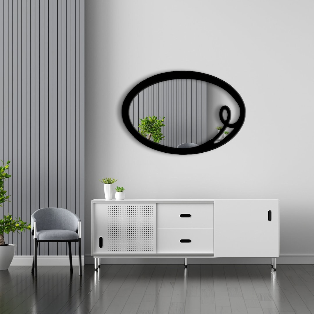 Oval Wooden Modern Wall Mirror L Elegant Stylish Esthetic Minimalist ...