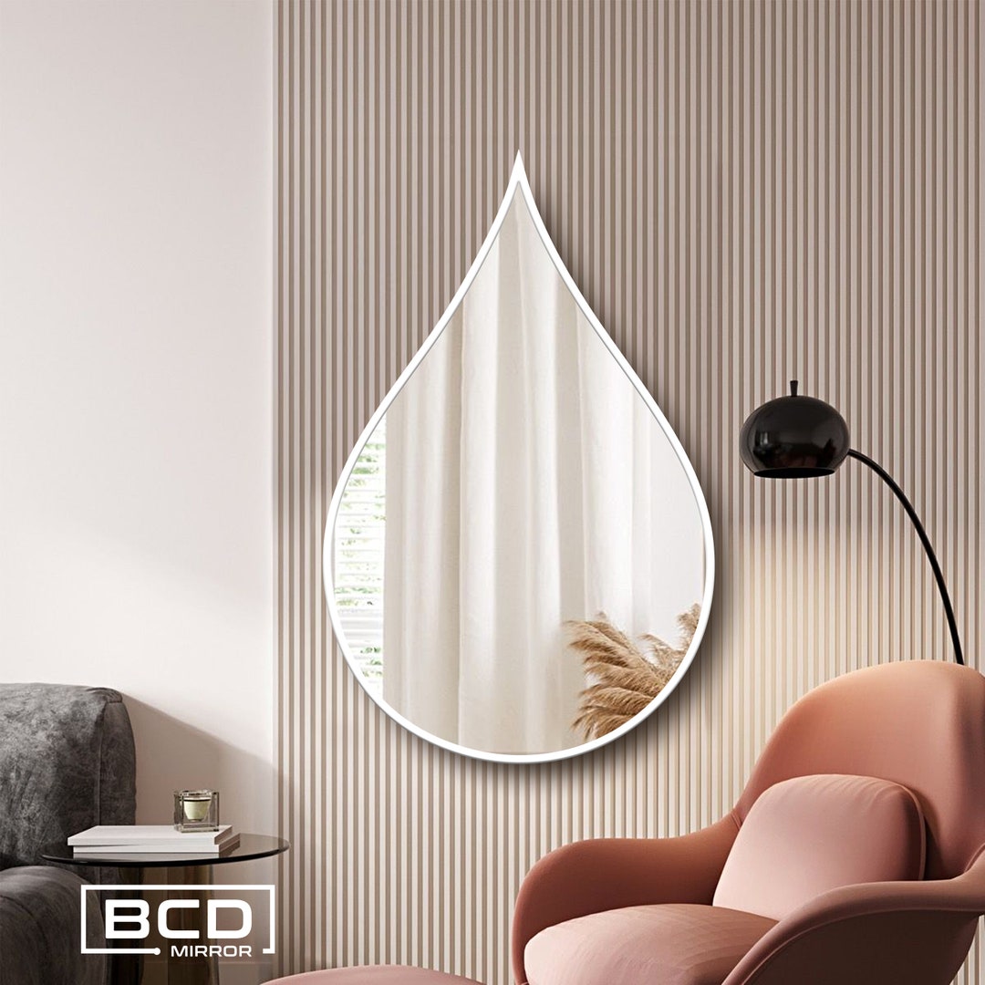 Raindrop Wood Wall Mirror: Modern Stylish Accent Drop Shape ...