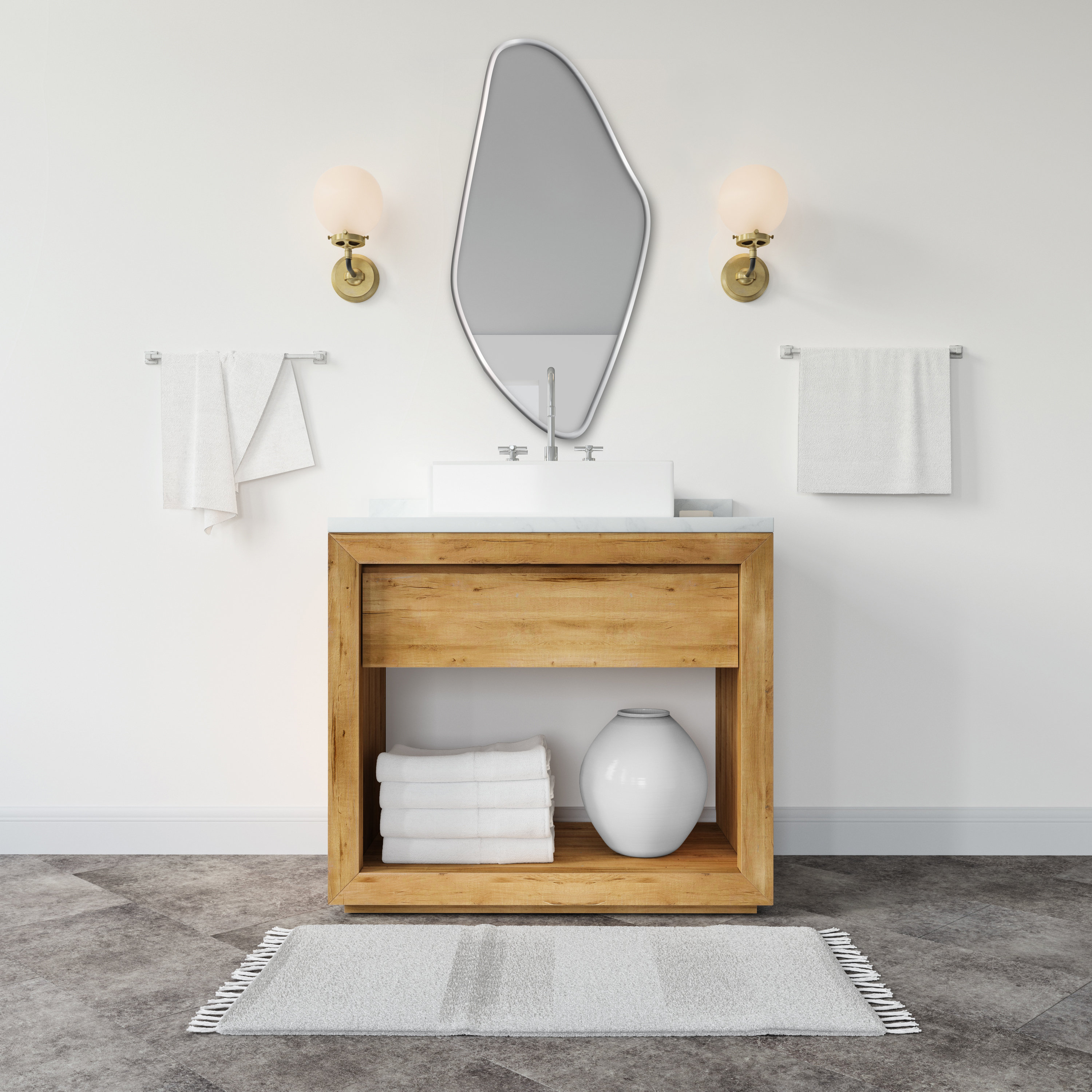Modern Irregular Asymmetrical Wood Wall Mirror L Bedroom Bathroom the ...