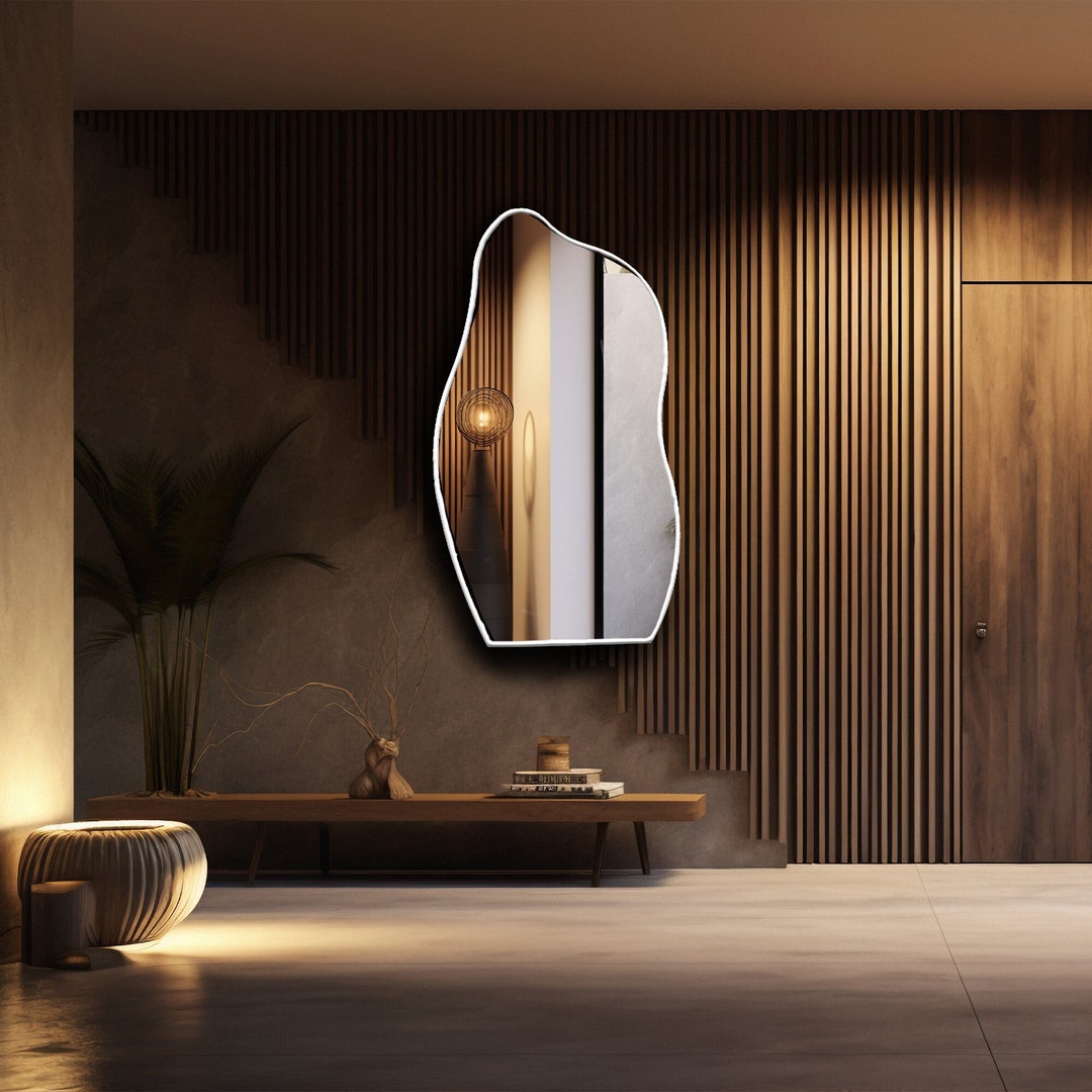 Irregular Full Length Wall Mirror: Abstract Wood Frame, Modern Home ...