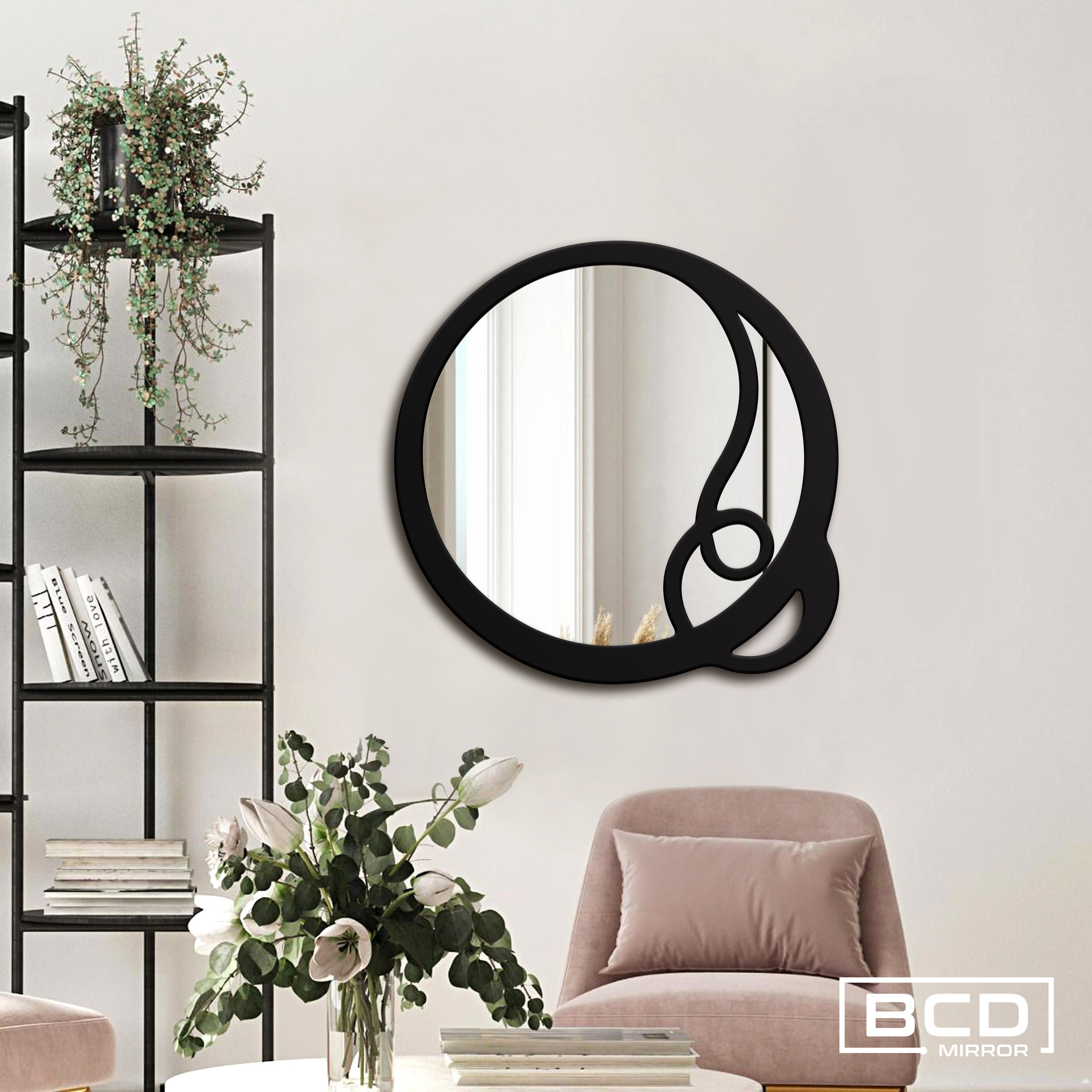 Circle Round Wooden Wall Mirror, Living Room Entryway Hallway Bedroom ...