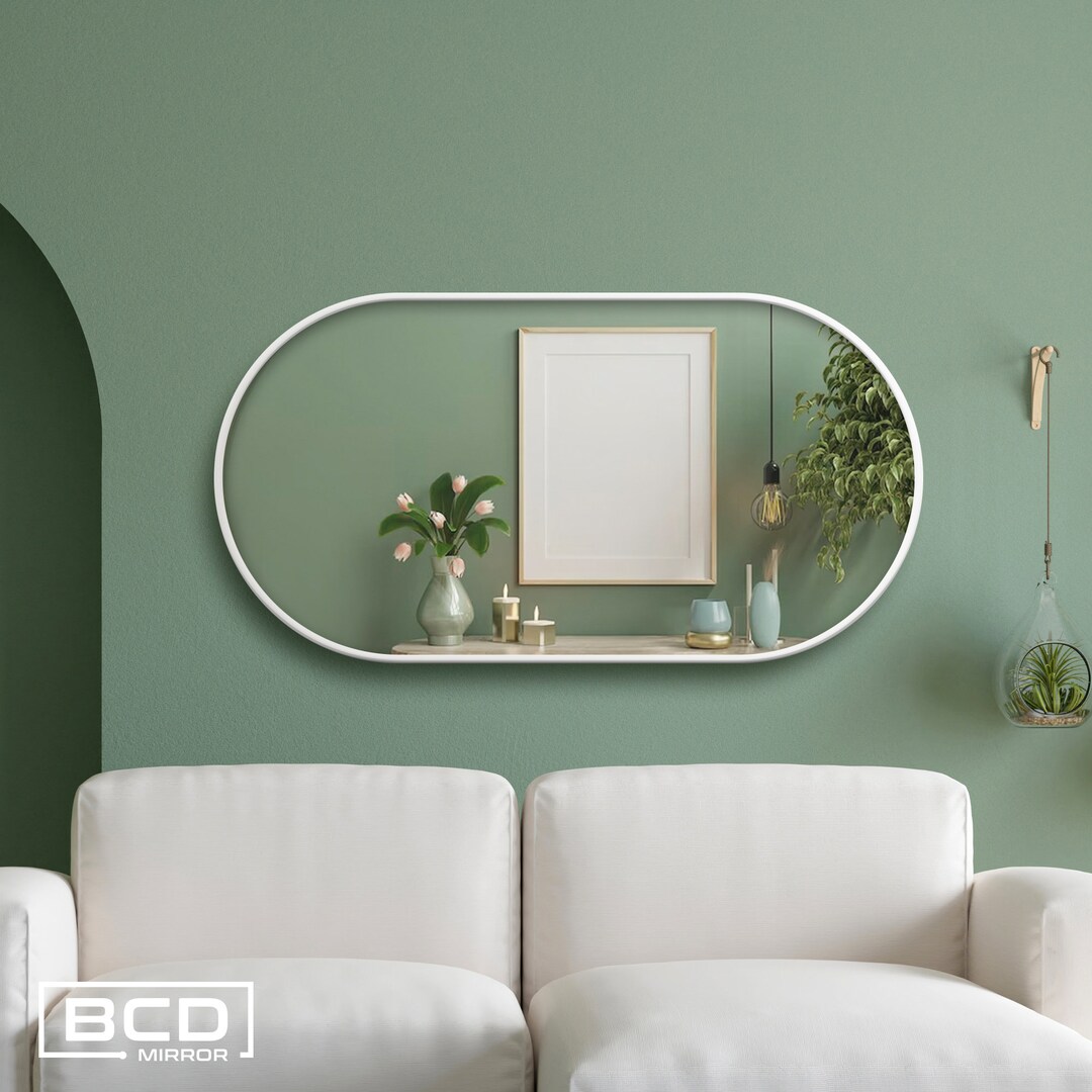 Elips Oval Shaped Wood Wall Mirror L Stylish Design Esthetic Livingroom ...