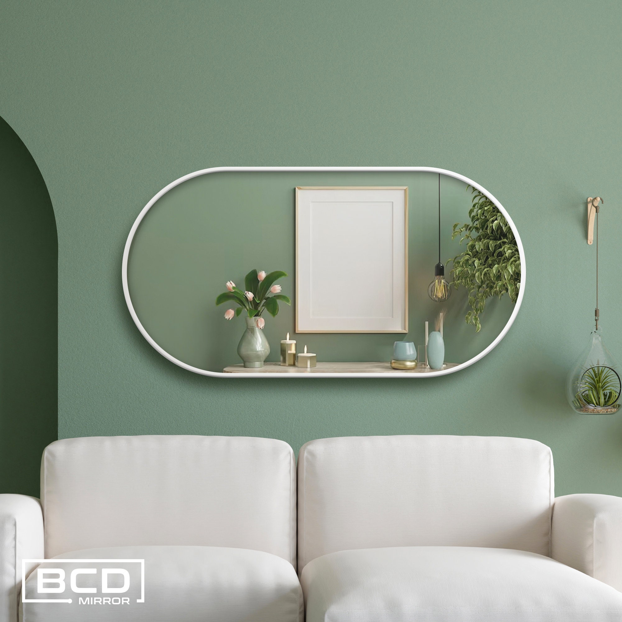 Elips Oval Shaped Wood Wall Mirror L Stylish Design Esthetic Livingroom ...