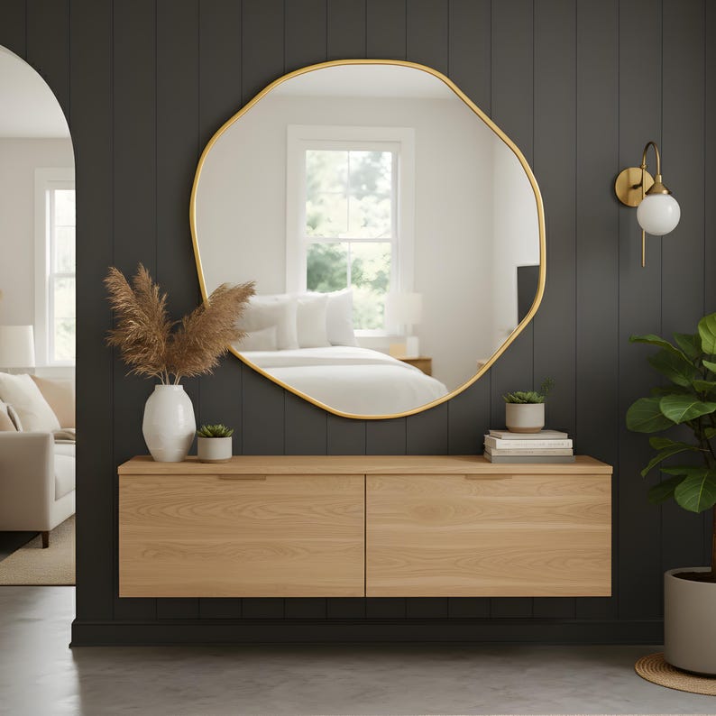 Wavy Wood Wall Mirror: Modern Undulating Design - Etsy
