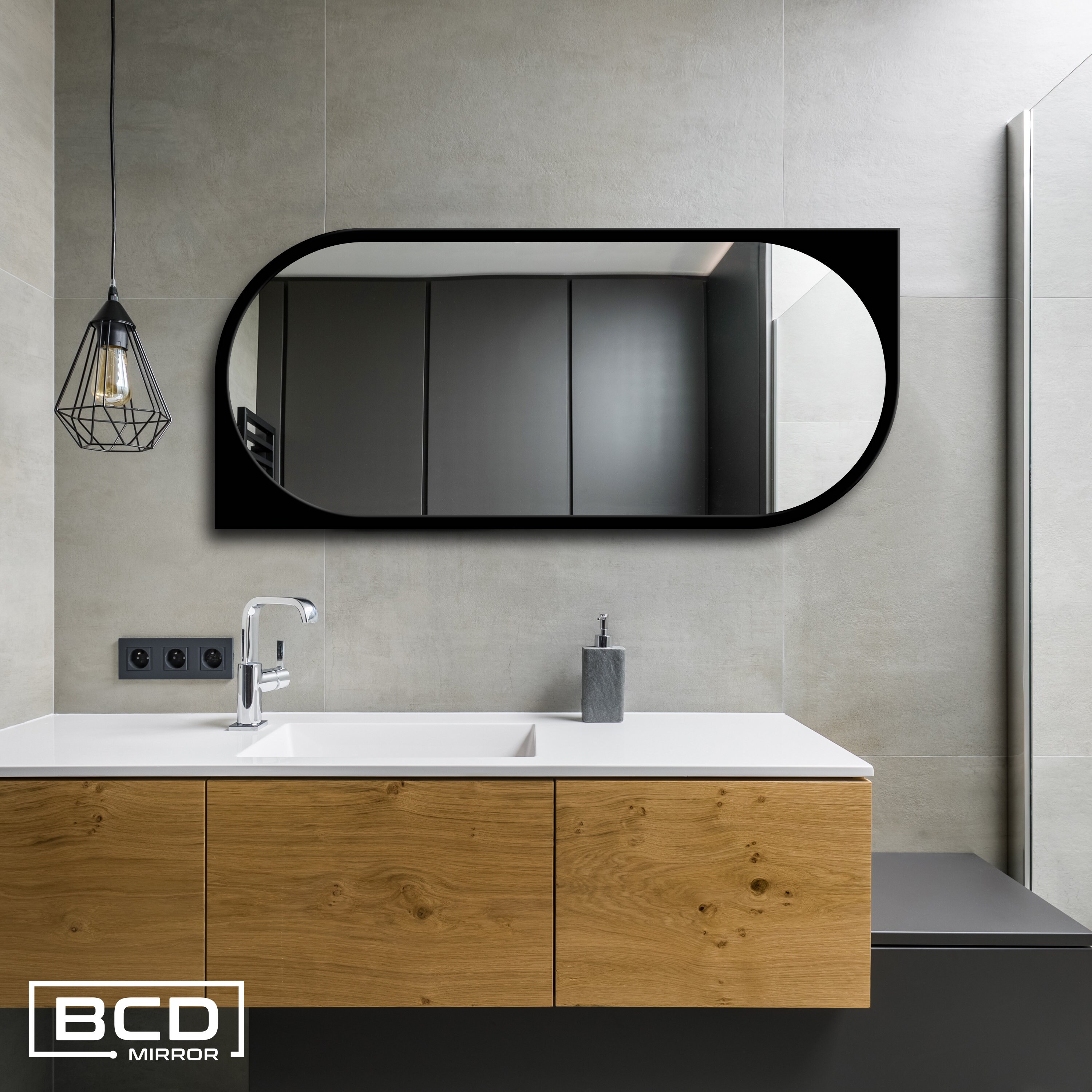 Oval Pill Shaped Decorative Wood Wall Mirror L Console Top Oval Mirror ...