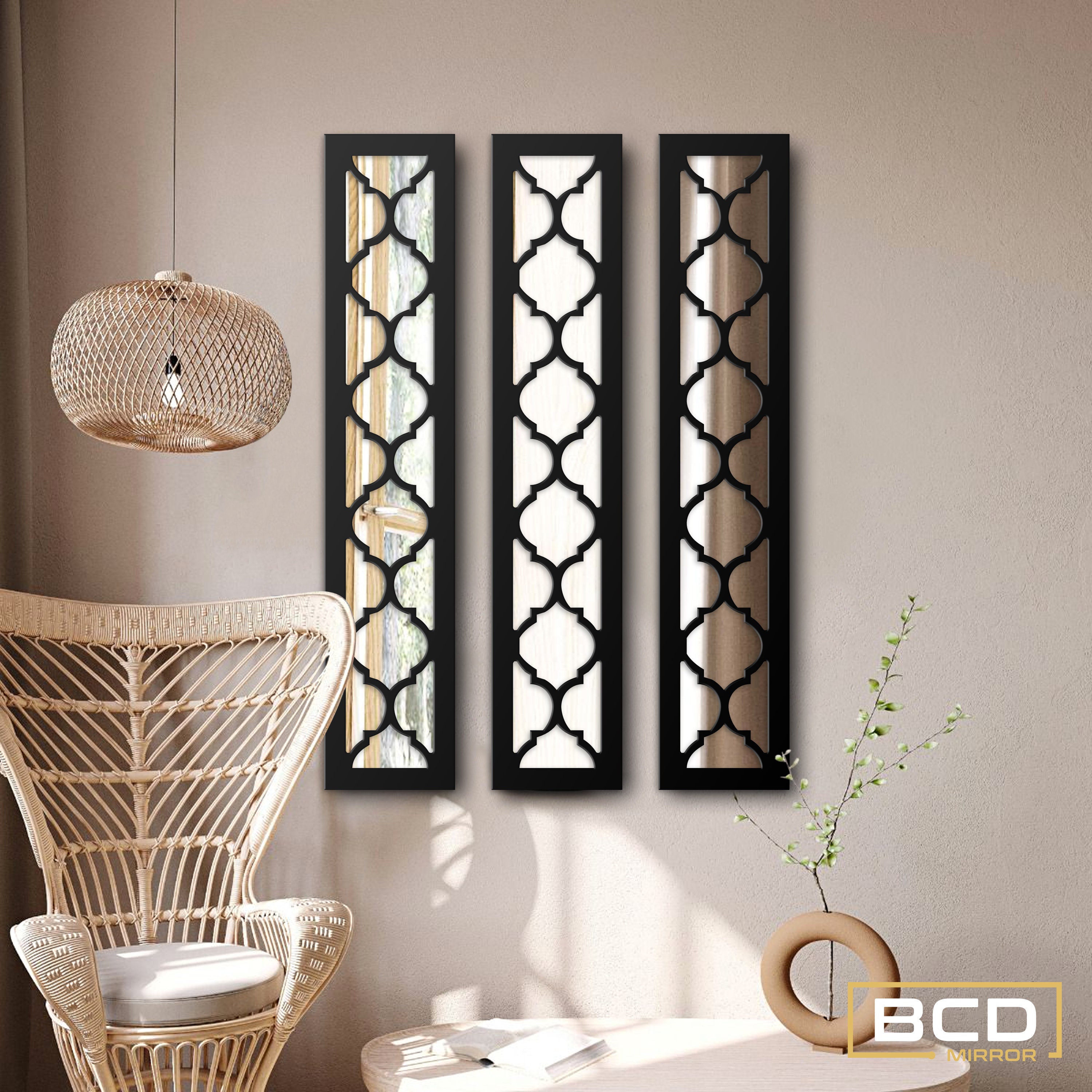 Ornamental Trio of Wooden Wall Mirrors, Stylish Mirror for Fashionable ...