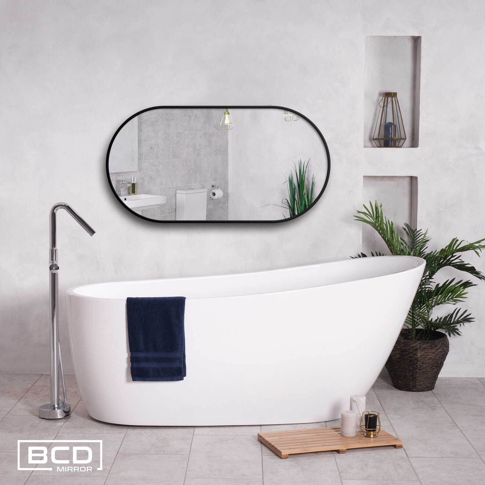 Elips Oval Shaped Wood Wall Mirror L Stylish Design Esthetic Livingroom ...