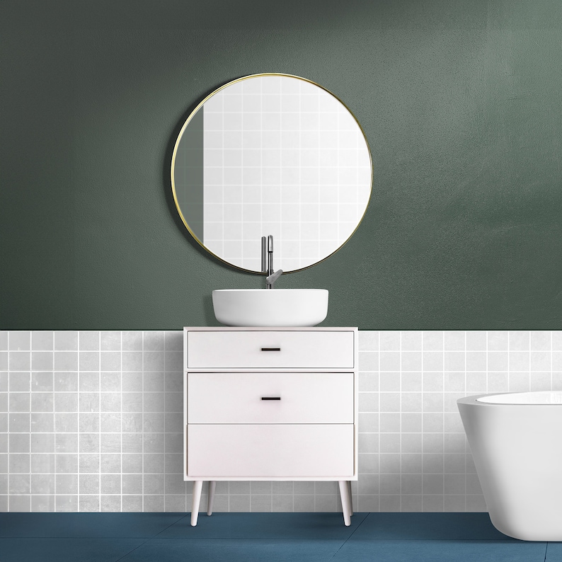 Round Wall Wood Mirror Living Room • Modern Minimalist Home Decor ...