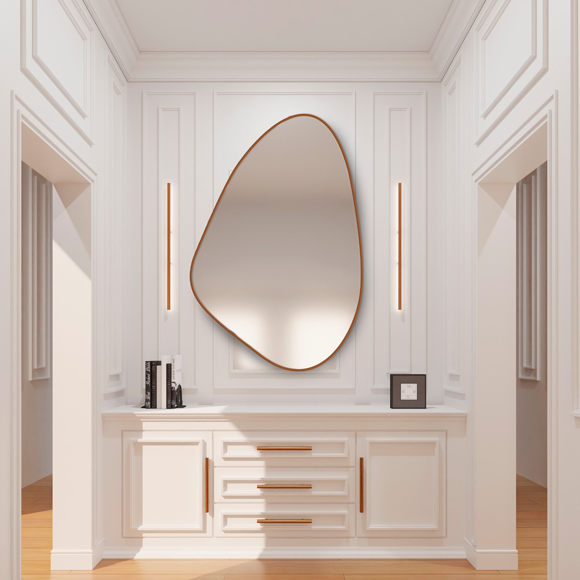 Irregular Asymmetrical Mirror Wood Wall Decor Art Mirror L Modern New ...