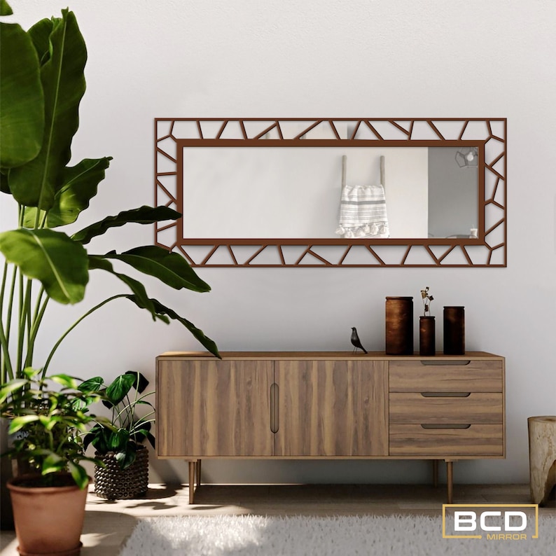Geometric Wood Wall Mirror: Handmade Entryway Accent - Etsy