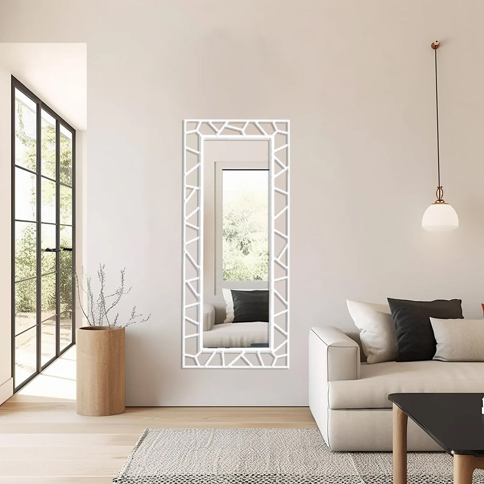 Rectangular Length Wood Wall Mirror L Entryway Hallway Bedroom White ...