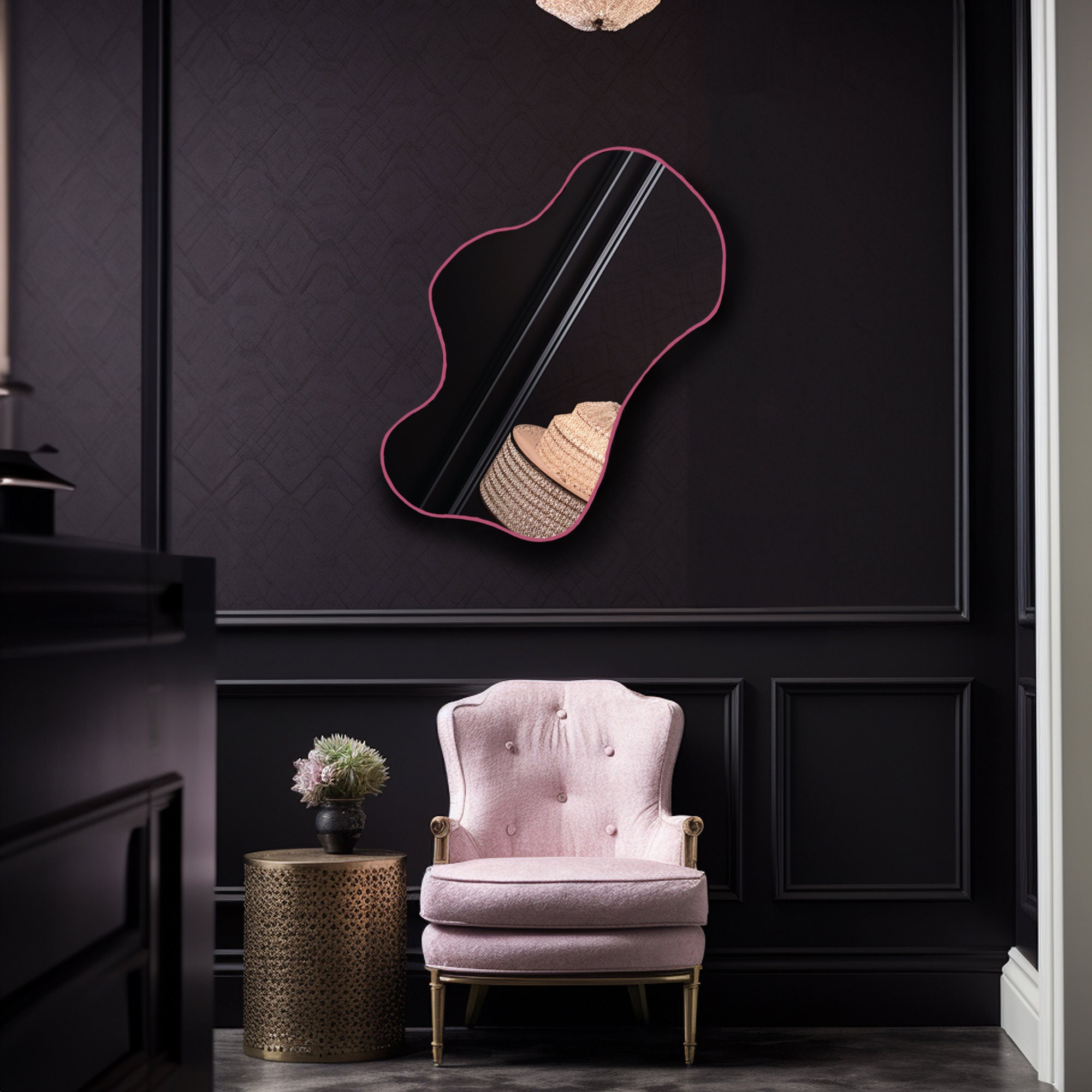 Asymmetrical Wavy Modern Irregular Wooden Wall Mirror L Livingroom ...