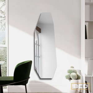 Frameless Irregular Angled Tall Dressing Room Wood Wall Mirror L ...