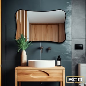 Uneven Slanted Rectangular Wood Wall Mirror L Trendy Original Artistic ...