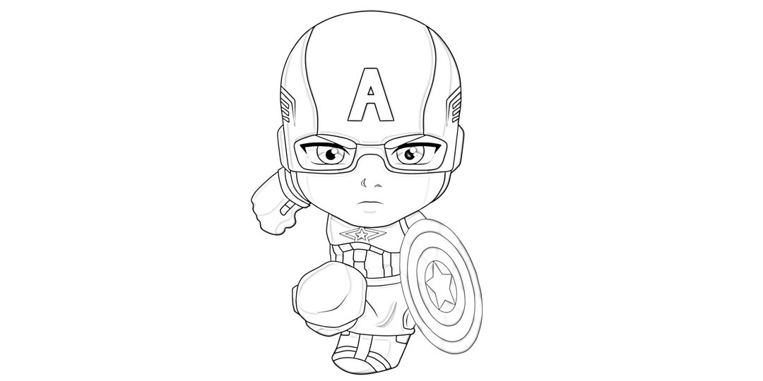 Captain America Cartoon Coloring Digital Art - Etsy