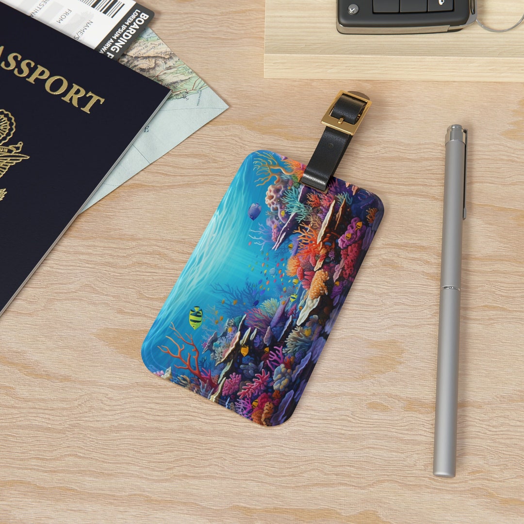 Colorful Coral Reef Acrylic Luggage Tag, Tropical Travel - Etsy