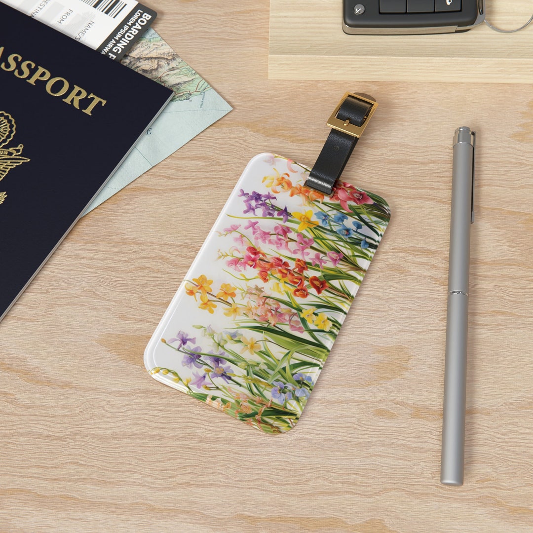 Colorful Orchids Luggage Tag, Acrylic Luggage Name Tag, Long Stem ...