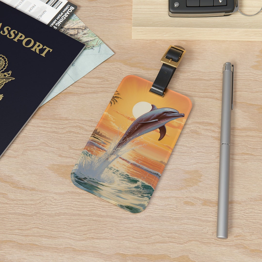 Dolphin Jumping Out of Water Luggage Tag, Acrylic Luggage Name Tag ...