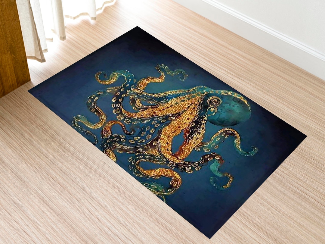Classic Rug, Octopus Rug, Office Decor Rug, Colorful Rug, Anti-slip ...
