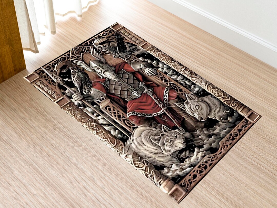 Viking Myth Rug, Norse Mythology Odin, Scandinavian Mythology Rug ...
