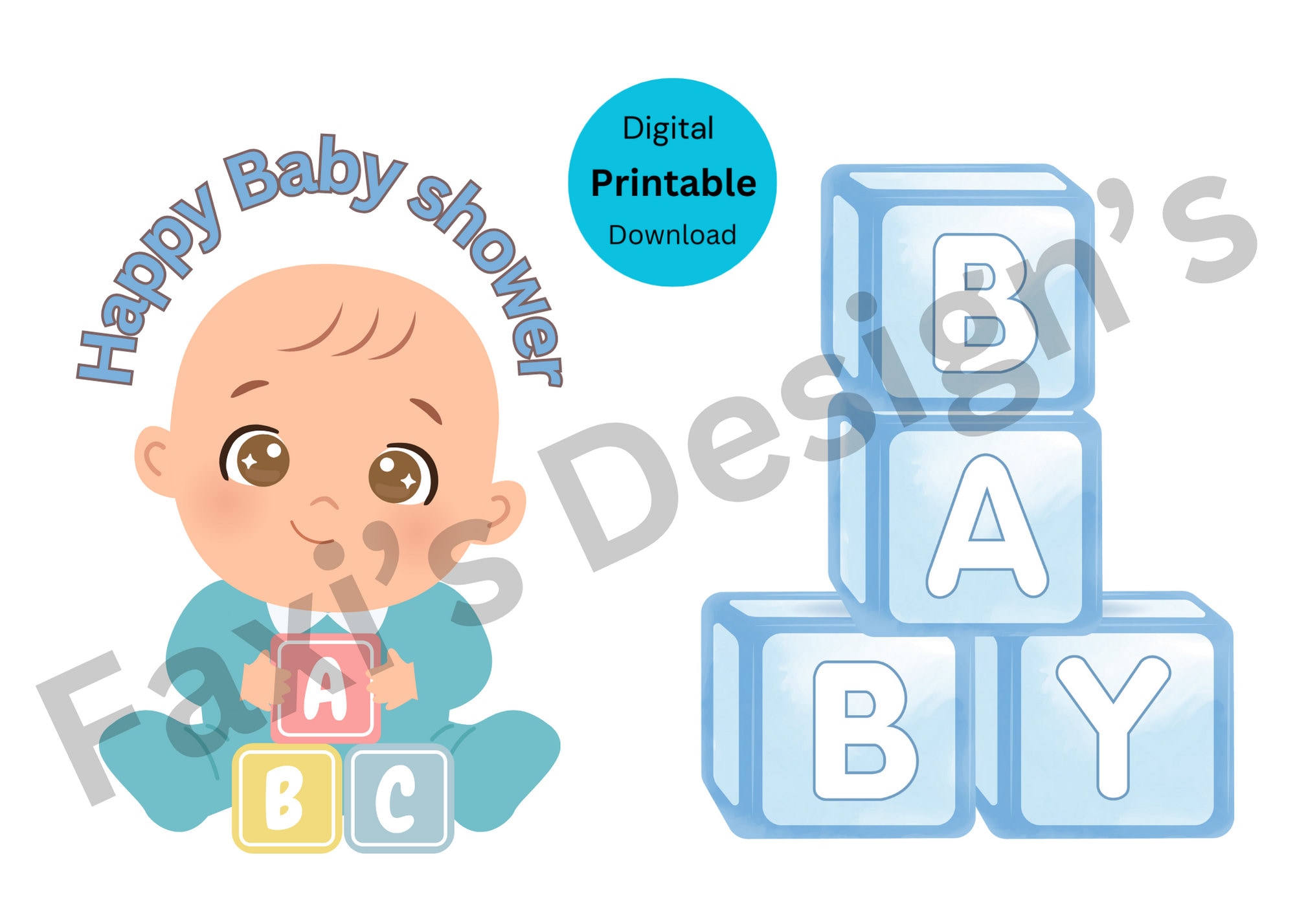 Happy Baby Shower Card, Digital Printable Download - Etsy