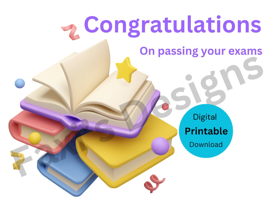 Congratulations Card, Passing Exams, Digital Printable Download - Etsy