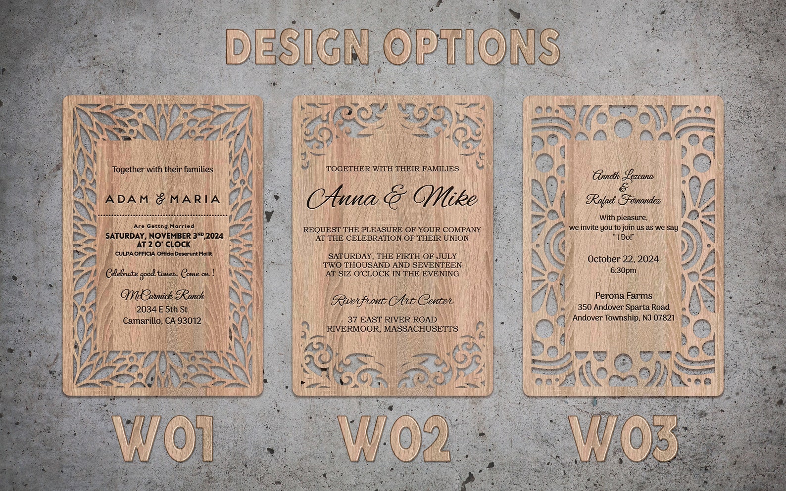 Personalized Wood Invitations, Rustic Wedding Invitations, Wooden ...