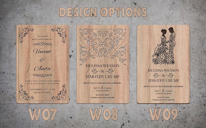 Personalized Wood Invitations, Rustic Wedding Invitations, Wooden Wedding Invitation, Lavender ...
