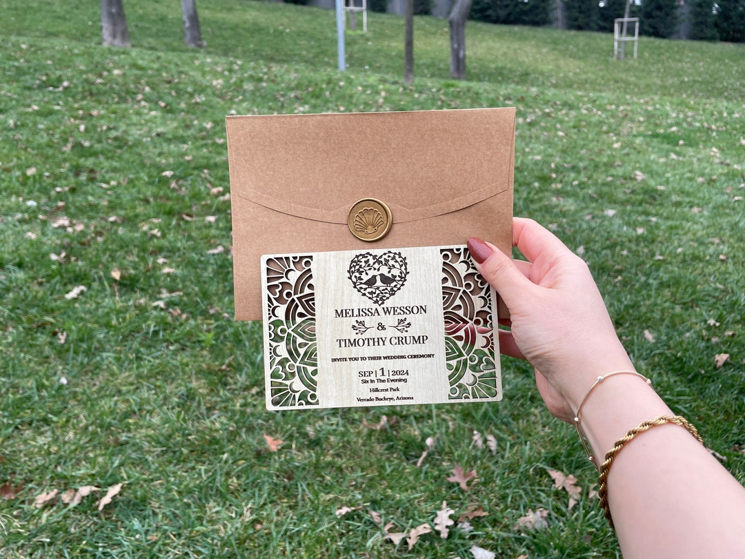 Custom Wood Wedding Invitation Set: Rustic Engraved Invitations - Etsy