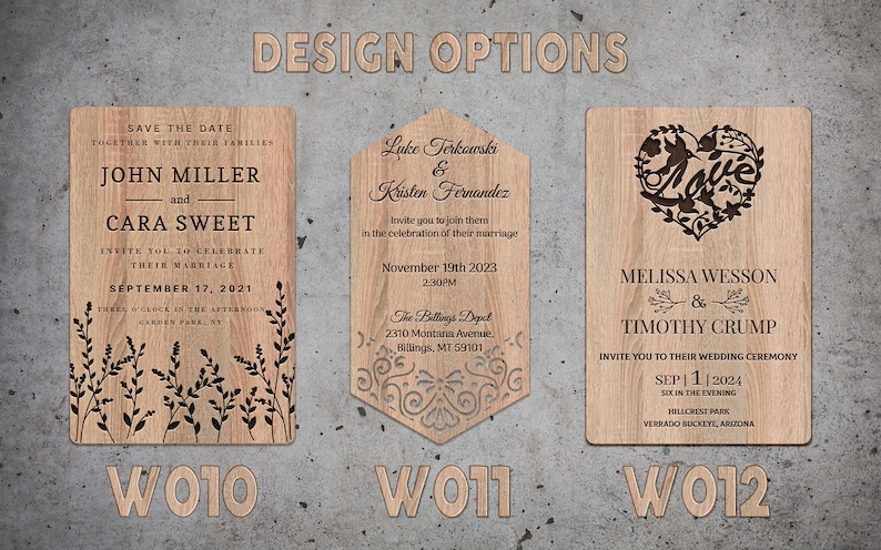 Personalized Wood Invitations, Rustic Wedding Invitations, Wooden ...