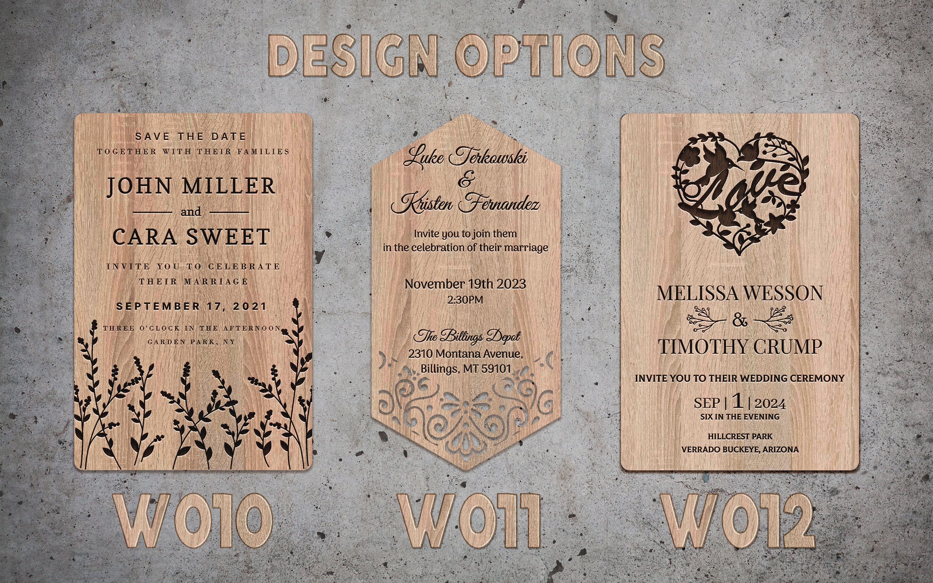 Personalized Wood Invitations, Rustic Wedding Invitations, Wooden ...