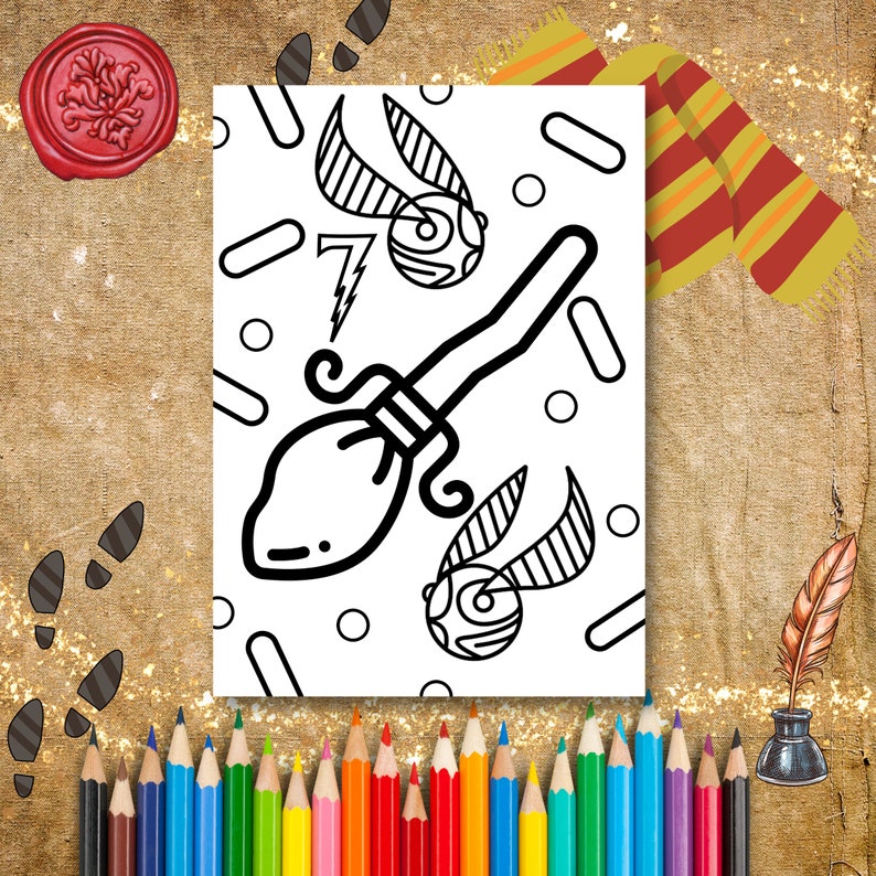 Custom Wizard School Colouring Pages Book Sheets Birthday Party Favours ...
