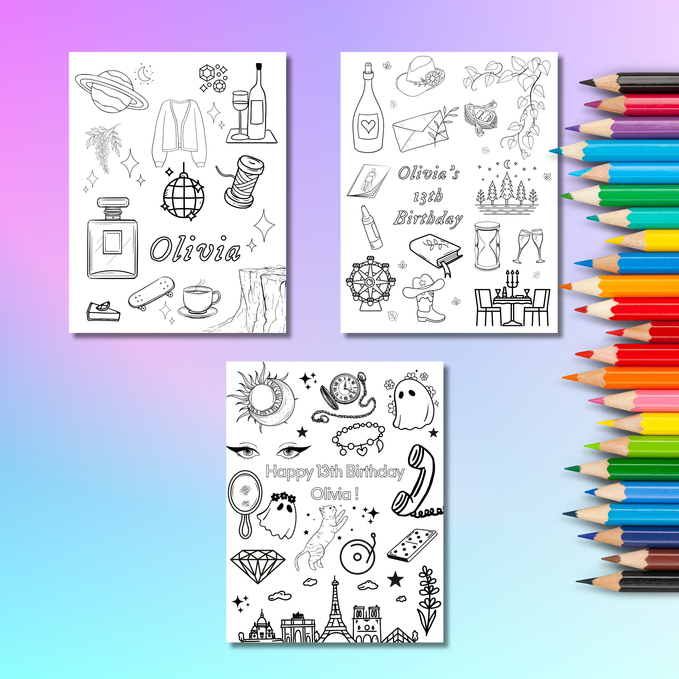 Custom Taylor Eras Colouring Pages Sheets Personalized Party Favours ...