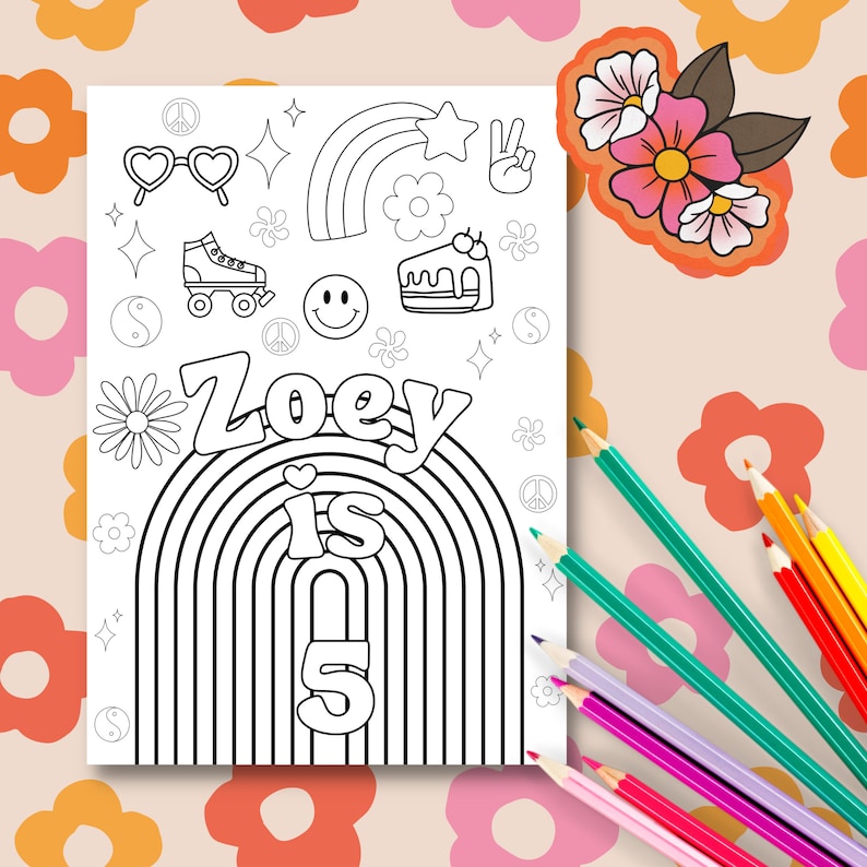 Custom Groovy Colouring Pages Sheets Personalized Party Favours ...