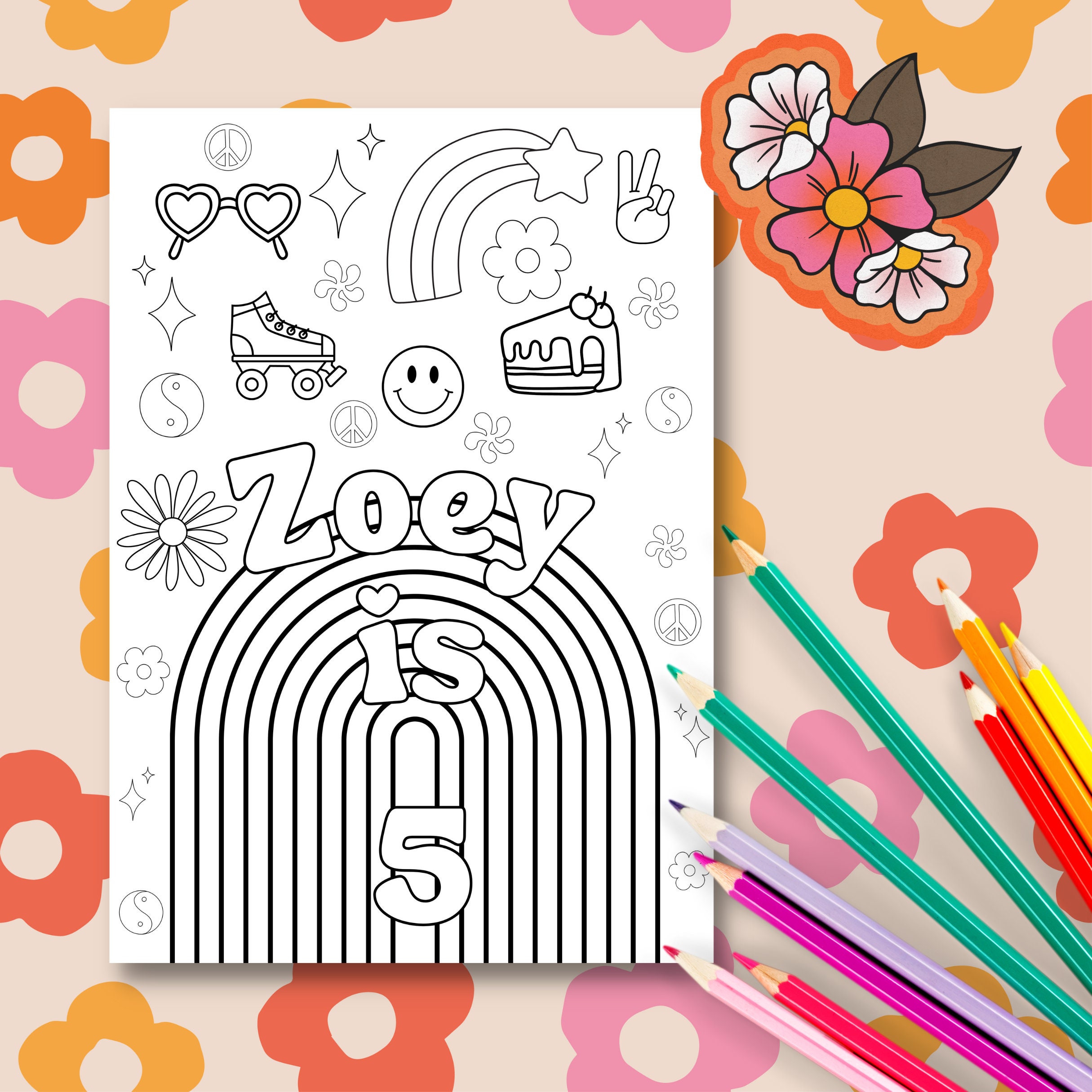 Custom Groovy Colouring Pages Sheets Personalized Party Favours ...
