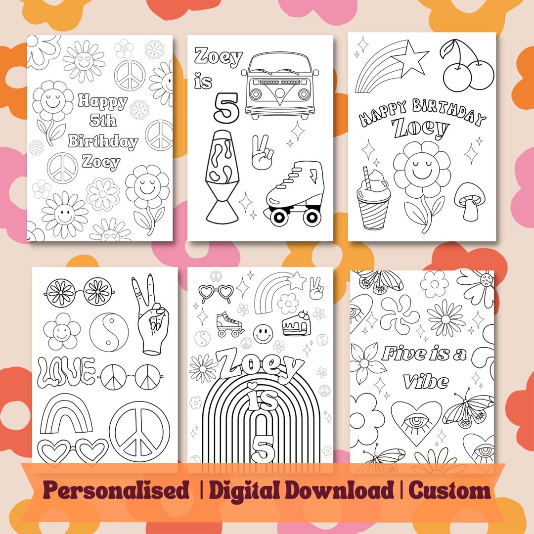Custom Groovy Colouring Pages Sheets Personalized Party Favours ...