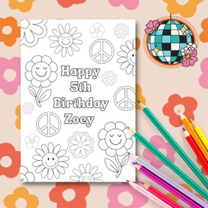 Custom Groovy Colouring Pages Sheets Personalized Party Favours ...