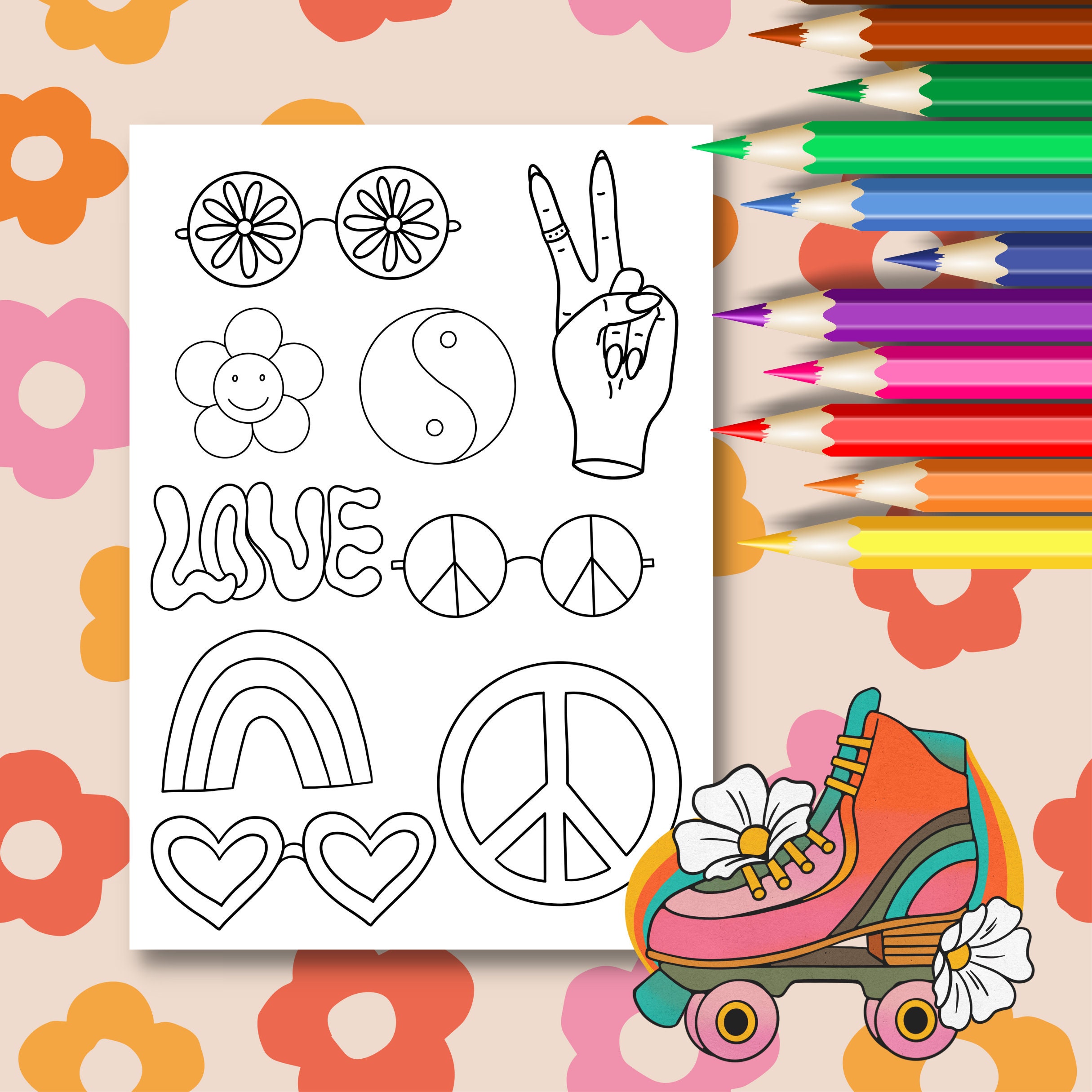 Custom Groovy Colouring Pages Sheets Personalized Party Favours ...