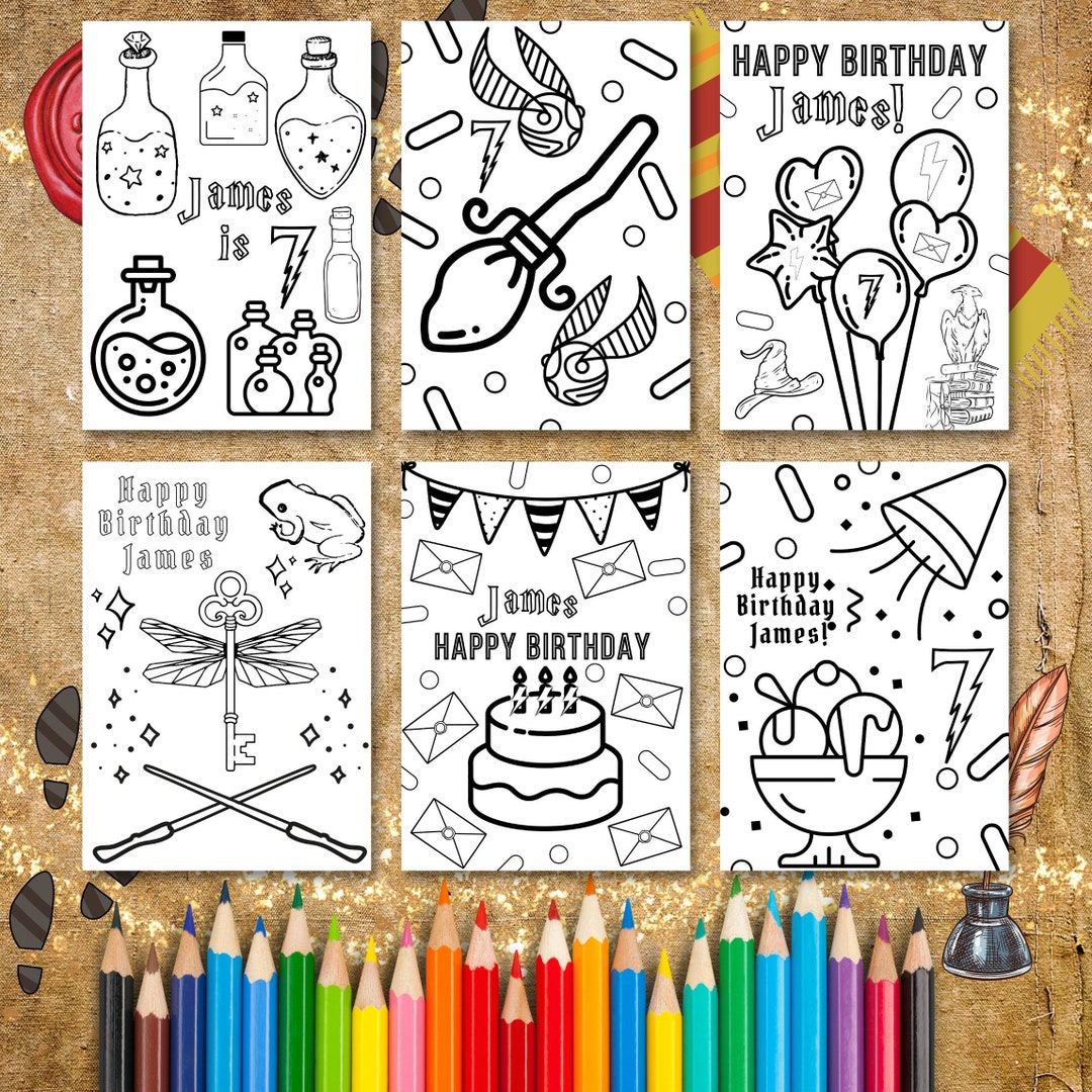 Custom Wizard School Colouring Pages Book Sheets Birthday Party Favours ...