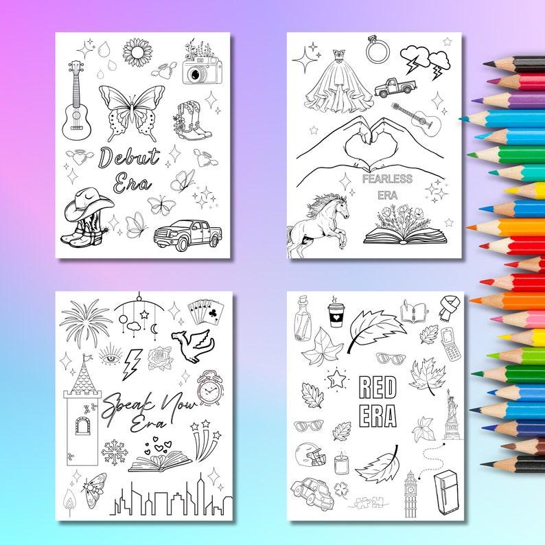 Taylor Eras Colouring Pages Instant Download Printable Eras Tour Swift ...