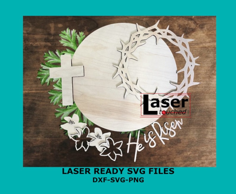 He is Risen Sign, Digital Download, Round Door Hanger Svg, Glowforge ...
